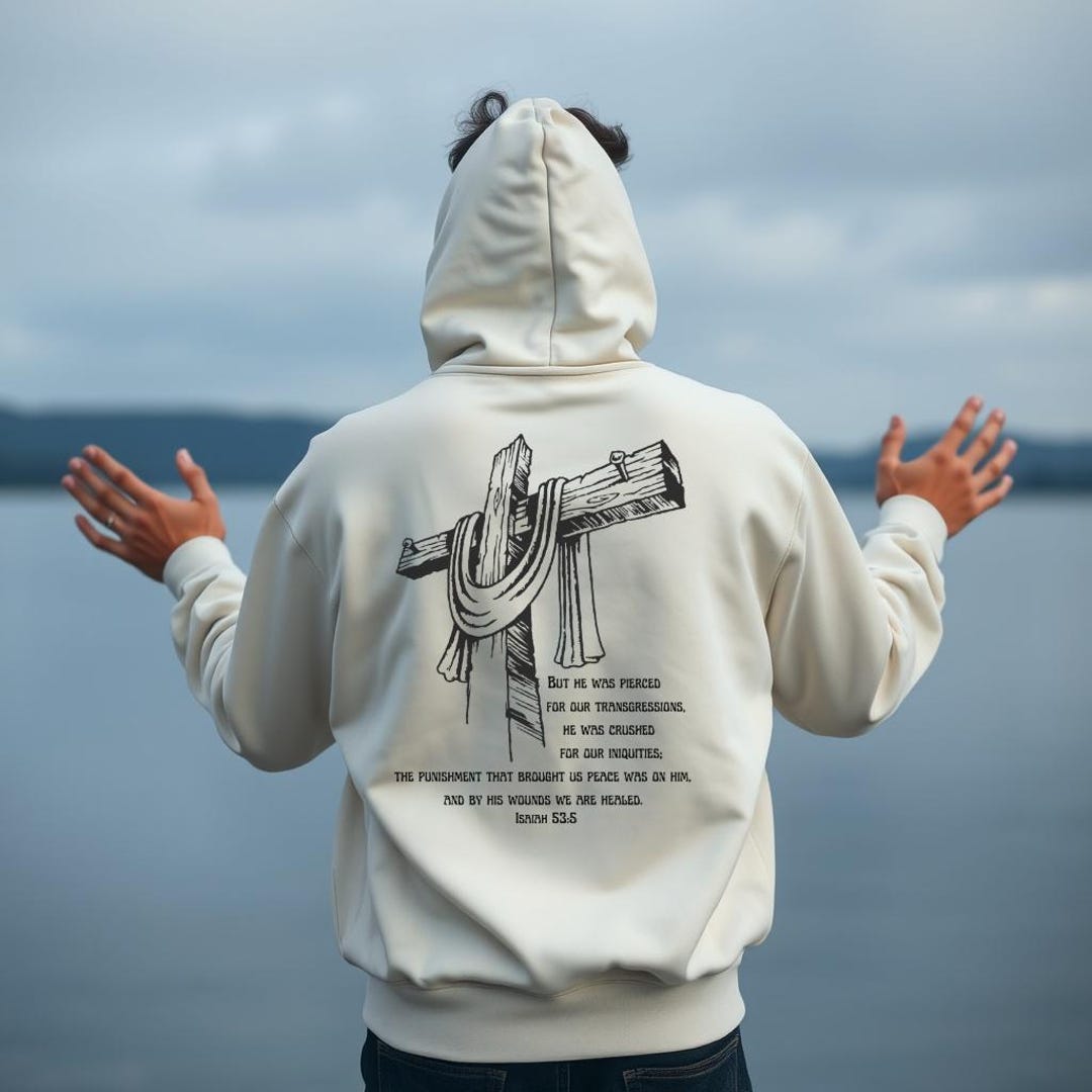 Isaiah 53:5 Bible Verse Hoodie, Christian Apparel, Sweatshirts for ...