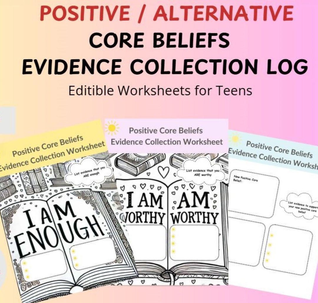 Core Beliefs Therapy Worksheet for Teens - Etsy Core Beliefs Therapy Worksheet for Teens - Etsy