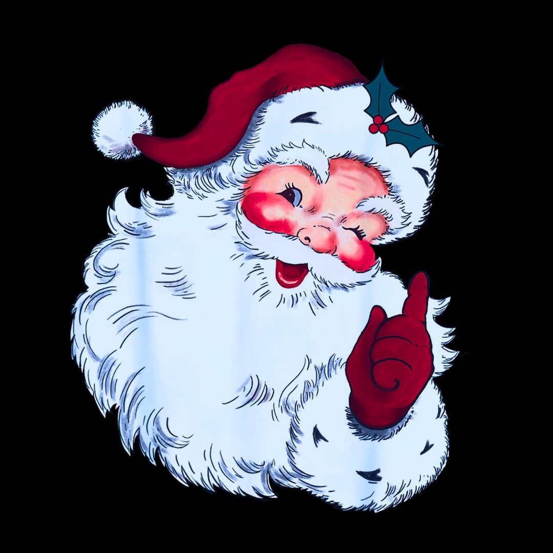 Digital Download Santa Clipart Transparent Background PNG, 1950s Retro ...