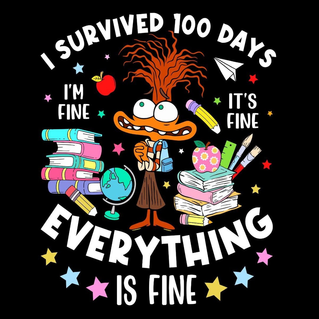 I Survived 100 Days of School Png, Cartoon School Png, 100 Days of ...