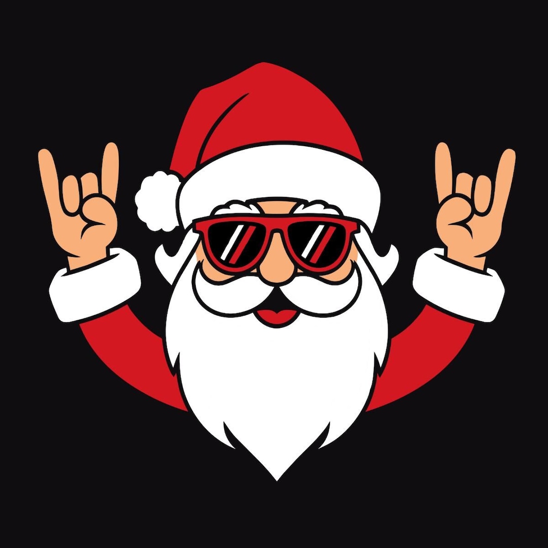Rocker Santa Vector Art Christmas Png for Cricut and Silhouette Holiday ...