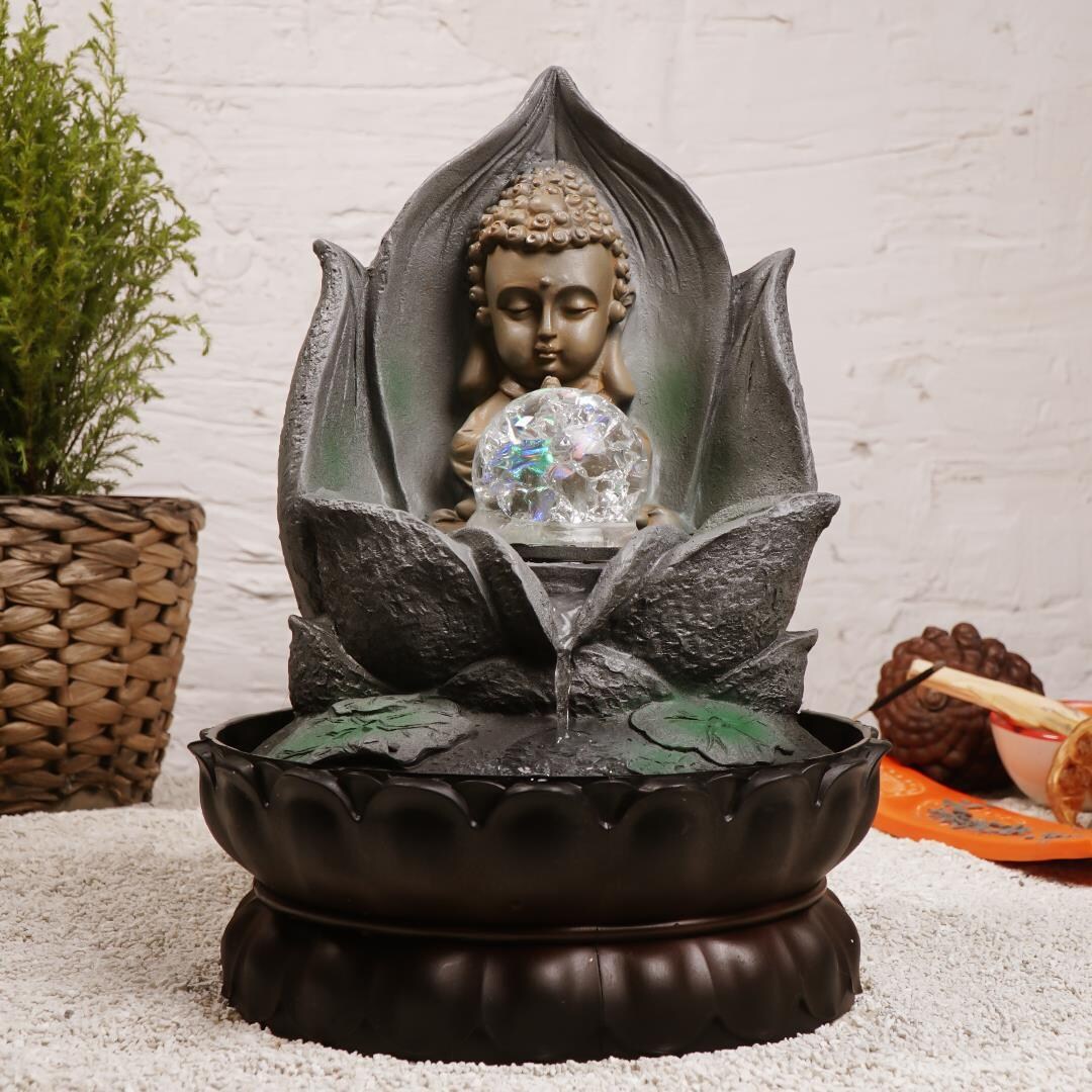 Zen River Theme Waterfall Fountain | LED Light Relaxation Decor ...