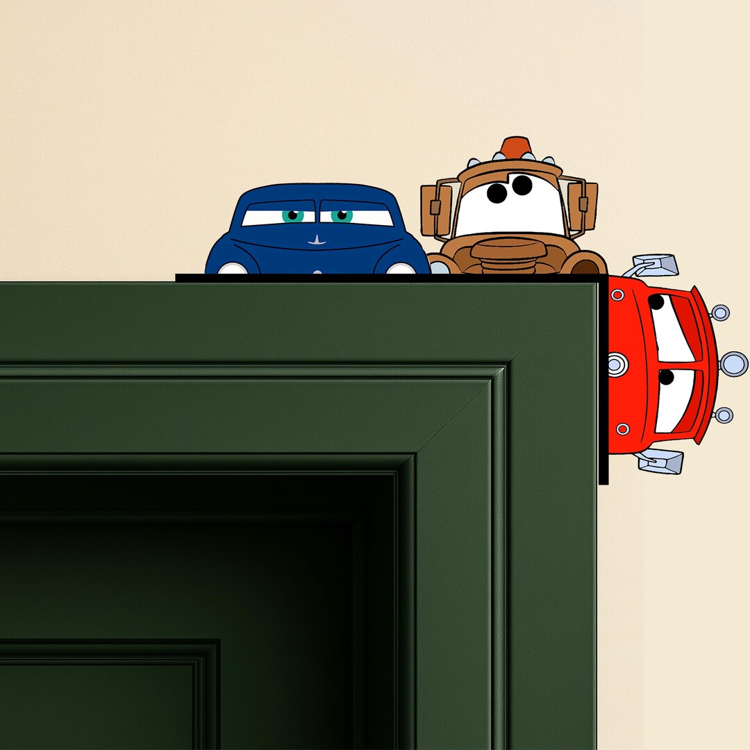 Disney Cars Peekaboo Peeking Peeker Door Corner Sign, Lightning Mcqueen ...