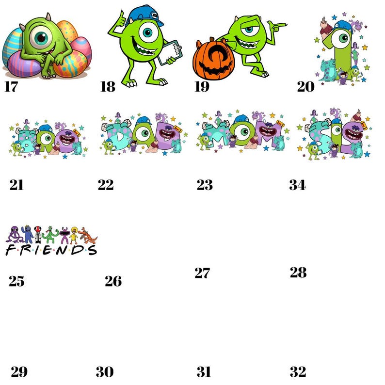 Disney Monster Characters Dtf Transfer, Disney Monsters University Dtf ...