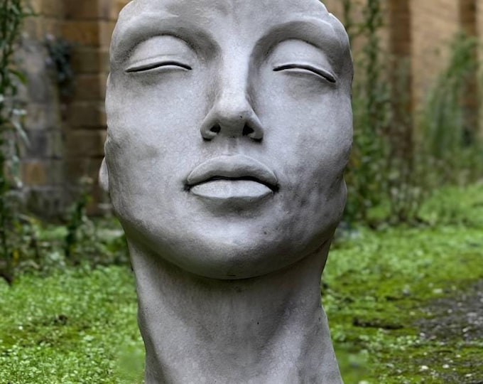 Massive Abstract Face Sculpture Modern Minimalist Head Statue Cement ...