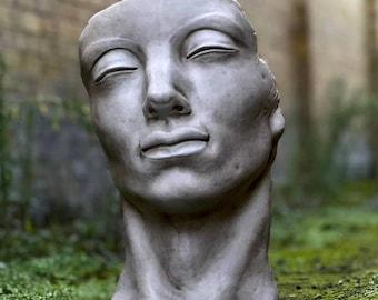 Massive Abstract Face Sculpture Modern Minimalist Head Statue Cement ...