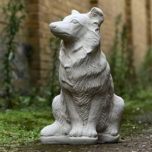 Rough Collie Dog Statue Elegant Garden Sculpture Haired Collie Decor ...