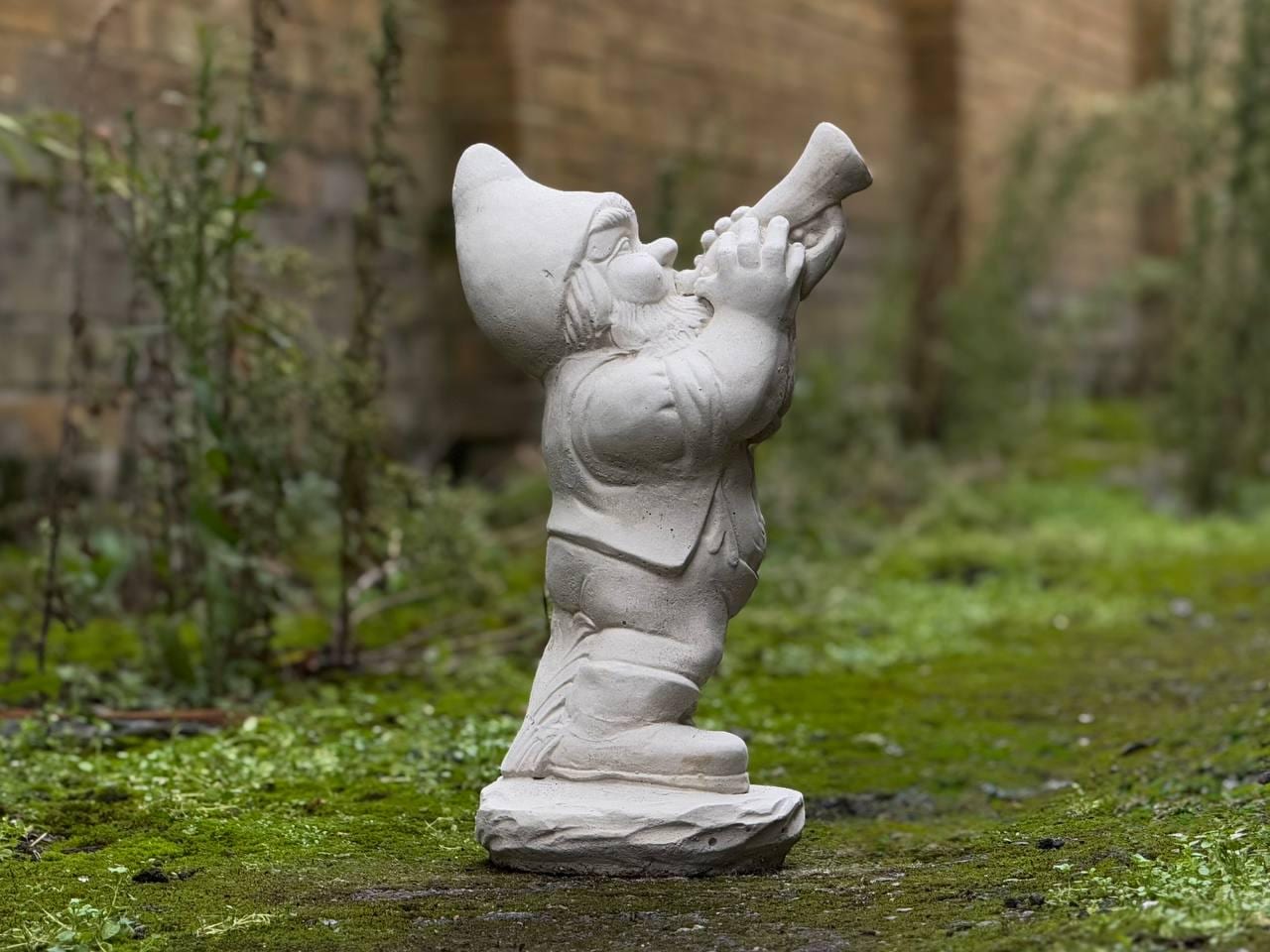 Stone Gnome With Musical Instrument Sculpture Concrete Musician Decor ...