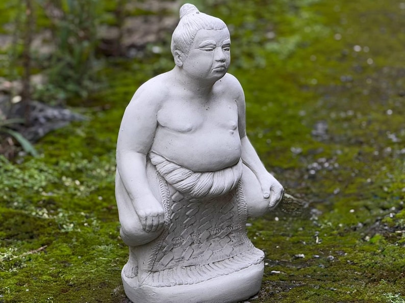Stone Sumo Wrestler Statue Concrete Japanese Sculpture Outdoor Garden ...