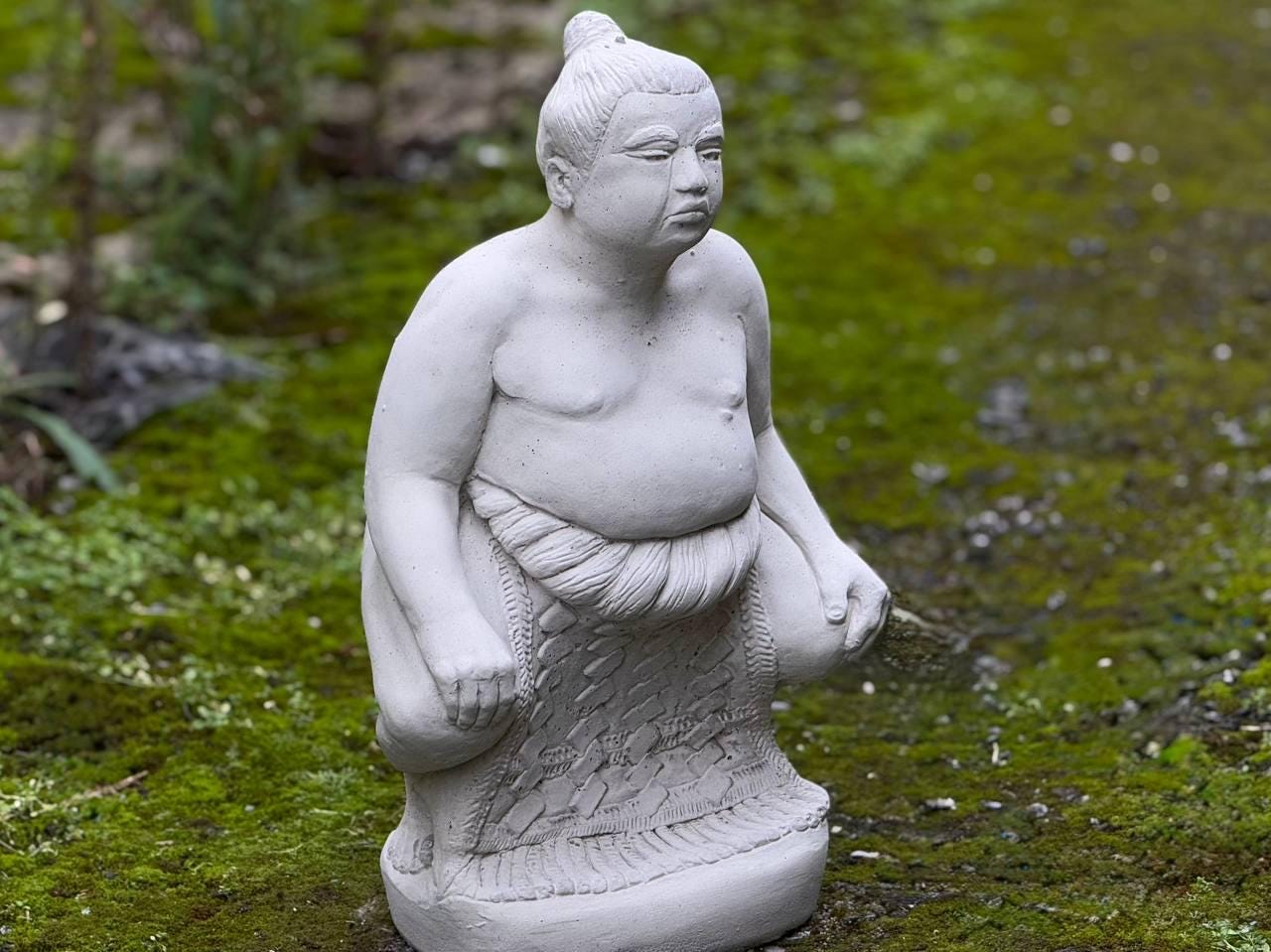Stone Sumo Wrestler Statue Concrete Japanese Sculpture Outdoor Garden ...