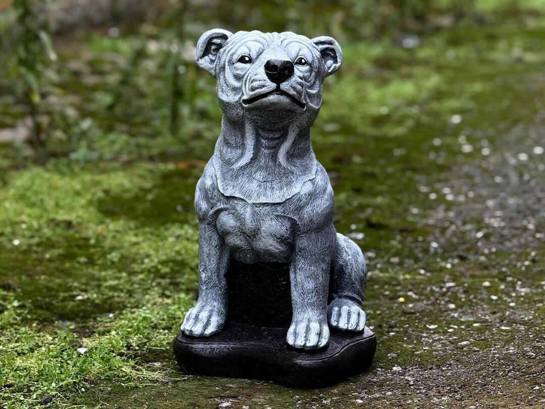 Pitbull Concrete Statue Strong Dog Garden Decoration Cement Canine ...