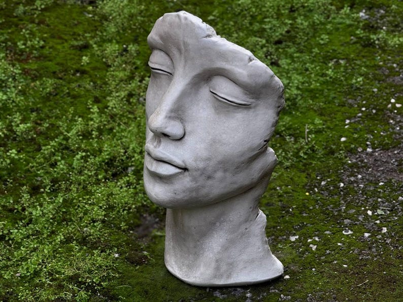 Massive Abstract Face Sculpture Modern Minimalist Head Statue Cement ...