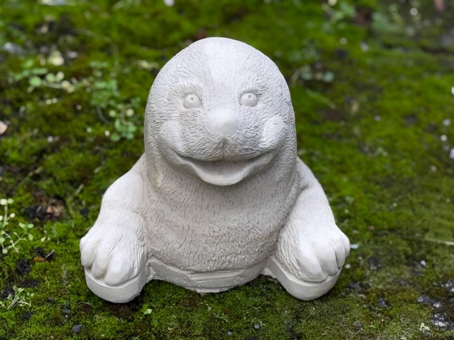 Concrete White Mole Figurine Handmade Mole the Ground Sculpture Cement ...