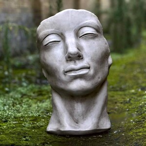 Large Modern Face Figurine Concrete Minimalist Head Sculpture Cement ...