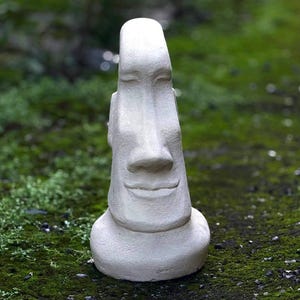 Outdoor Moai Face Concrete Statue Easter Island Inspired Garden Decor ...