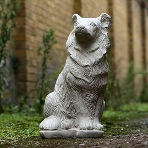 Rough Collie Dog Statue Elegant Garden Sculpture Haired Collie Decor ...