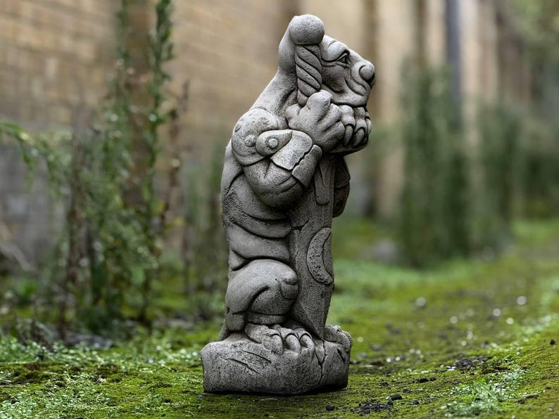 Medieval Gargoyle Warrior Statue Stone Gothic Protector Garden Guardian ...