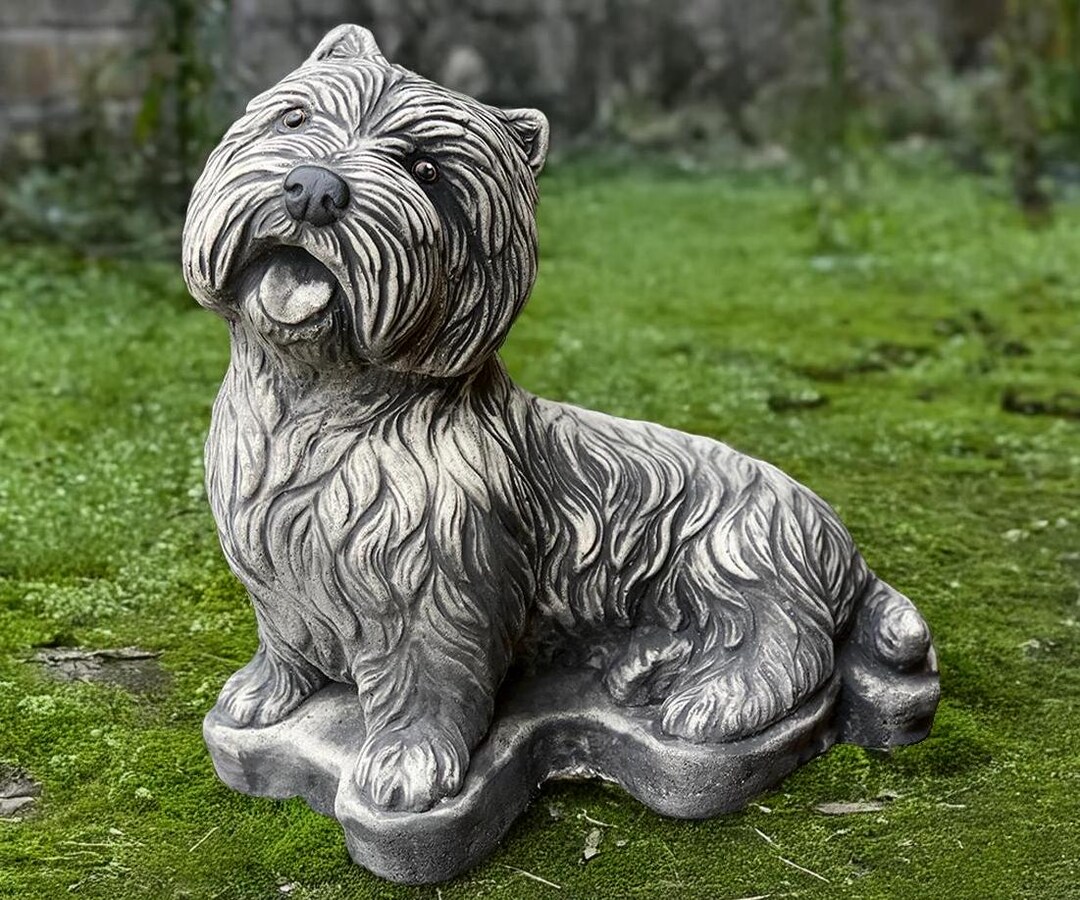 Massive Yorkie Sculpture Concrete Highland Terrier Statue Stone Westie ...