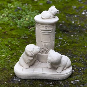 Outdoor Postbox With Puppies and Cat Concrete Statue Garden Animal ...