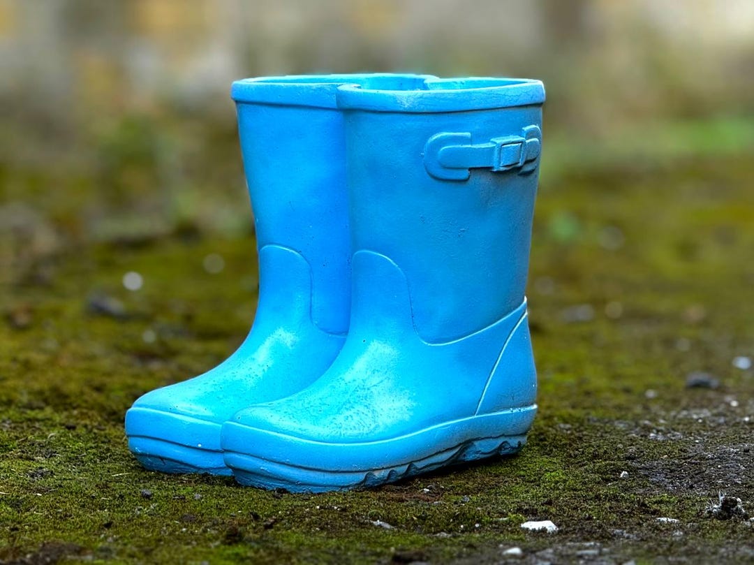 Stone Blue Boots Sculpture Concrete Flower Pot Figurine Outdoor Rain ...