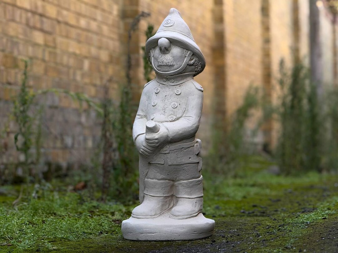Concrete Firefighter Statue Stone Garden Fireman Sculpture Cement ...