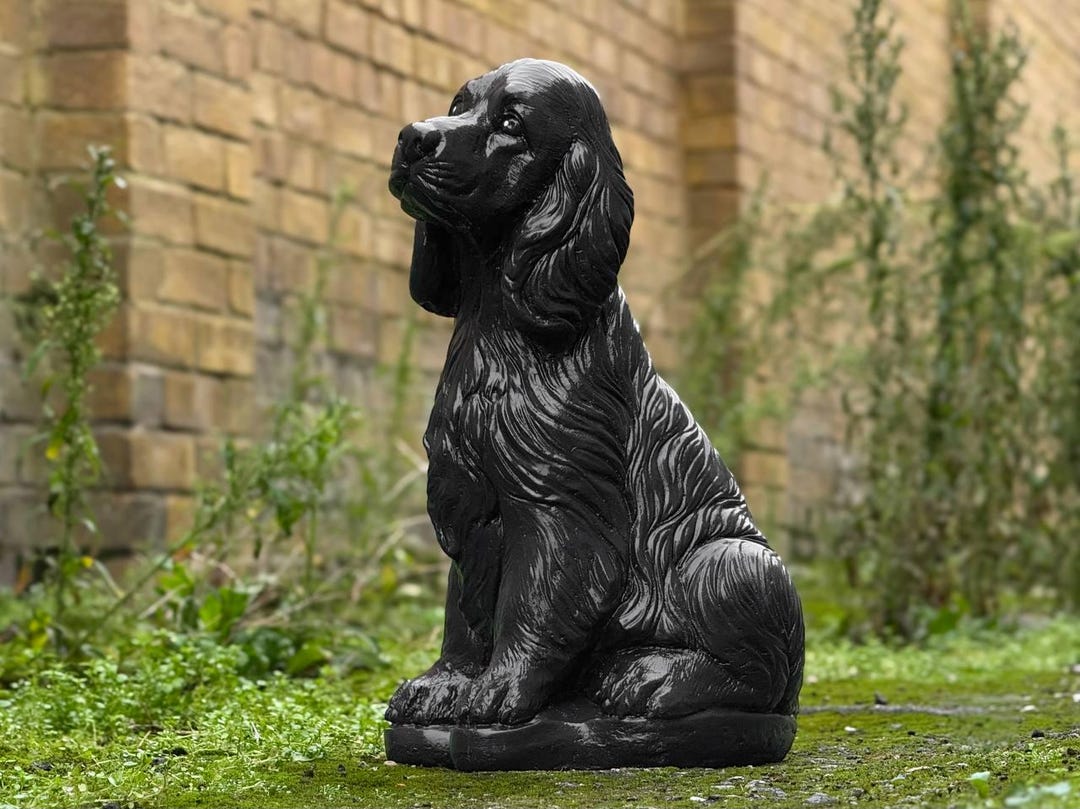 Garden Spaniel Dog Figurine Stone Memorial Cocker Spaniel Custom Dog ...