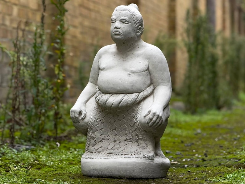Stone Sumo Wrestler Statue Concrete Japanese Sculpture Outdoor Garden ...