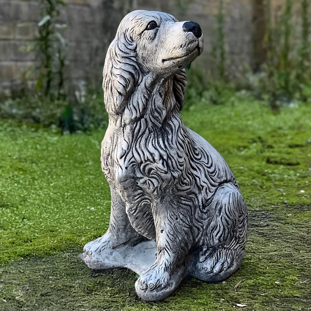 Large Cocker Spaniel Dog Statue Stone Spaniel Sculpture Concrete Dog ...
