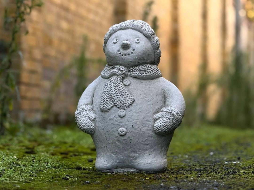 Outdoor Snowman Statue Stone Christmas Snowman Sculpture Concrete ...