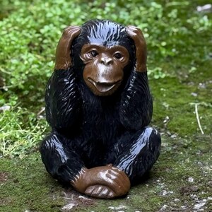 Outdoor Near No Evil Monkey Figurine Concrete Chimpanzee Garden and ...