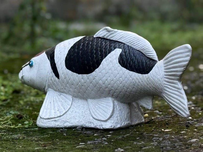 Concrete Koi Fish Statue Garden Pond Decoration Cement Fish Sculpture ...