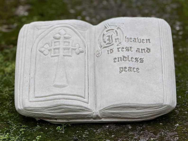 Memorial Book Statue With Engraved 'in Heaven' Message Concrete Garden ...