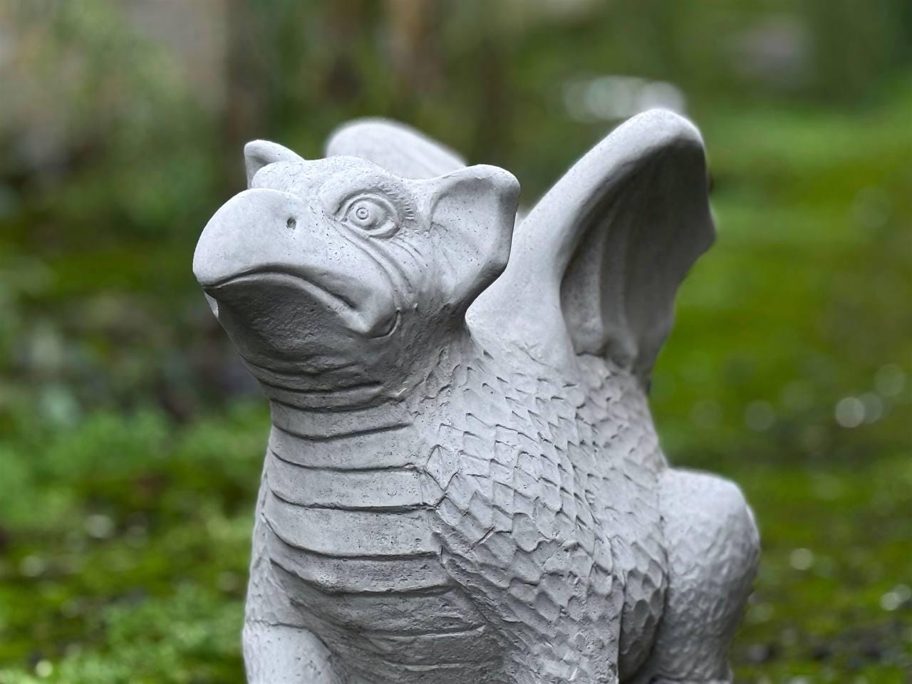 Concrete Dragon Statue Fantasy Garden Baby Dragon Sculpture Mythical Outdoor Decoration Cement ...