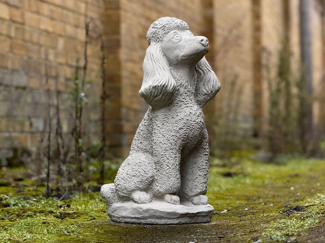 Outdoor Poodle Statue Stone Dog Ornament for Garden Guardian Figurine ...