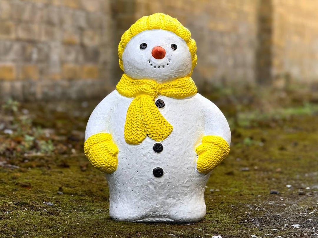 Cute Snowman Statue Concrete Snowman Sculpture Stone Christmas Snowman ...