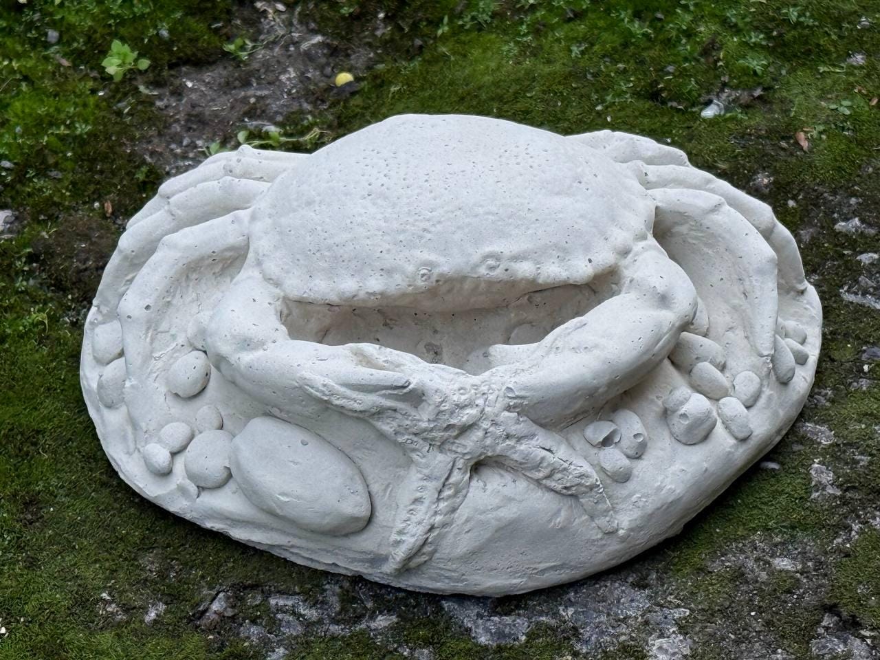 Crab Concrete Statue With Starfish Detail Coastal Garden and Home Decor ...