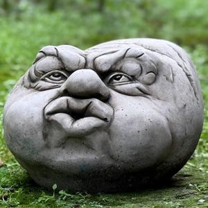 Grumpy Face Statue Humorous Garden Decor Concrete Face Sculpture ...