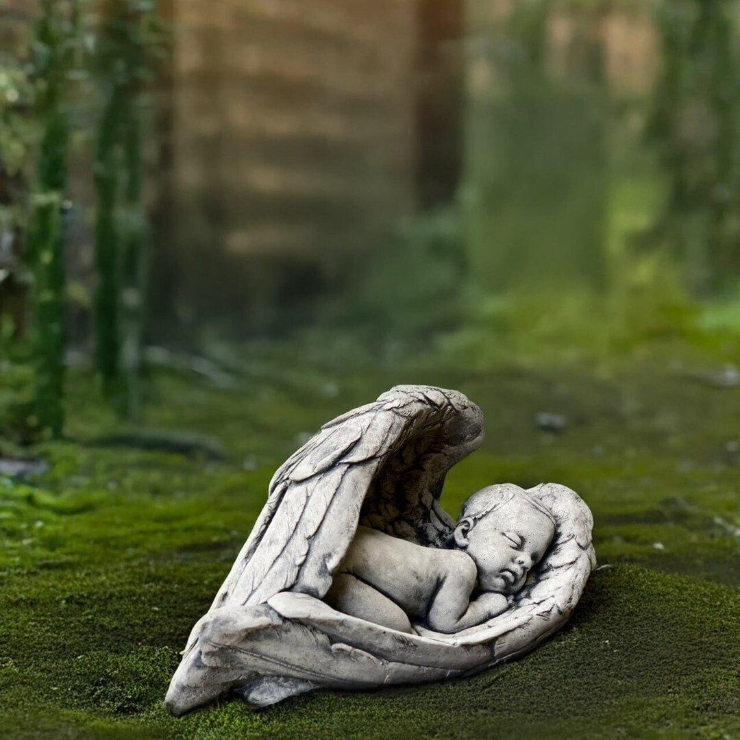 Stone Baby Angel Decoration Concrete Angel Figurine Outdoor Guardian ...