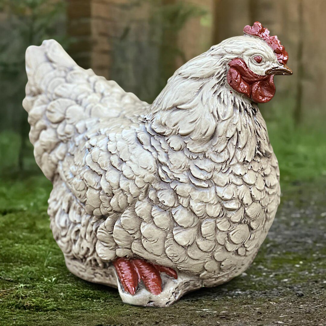 Outdoor Chicken Statue Concrete Garden Lifelike Chicken Sculpture Stone ...