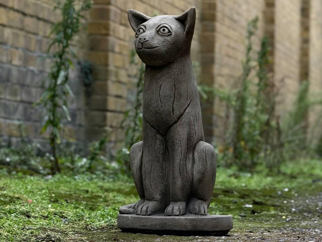 Concrete Egyptian Cat Statue Garden Decor Cat Figurine Handmade ...