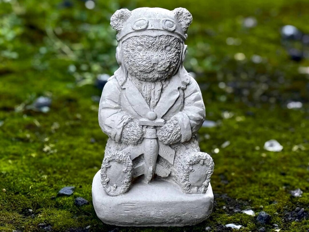 Concrete Teddy Figure Stone Bear Decor Outdoor Animal Statue Cement ...