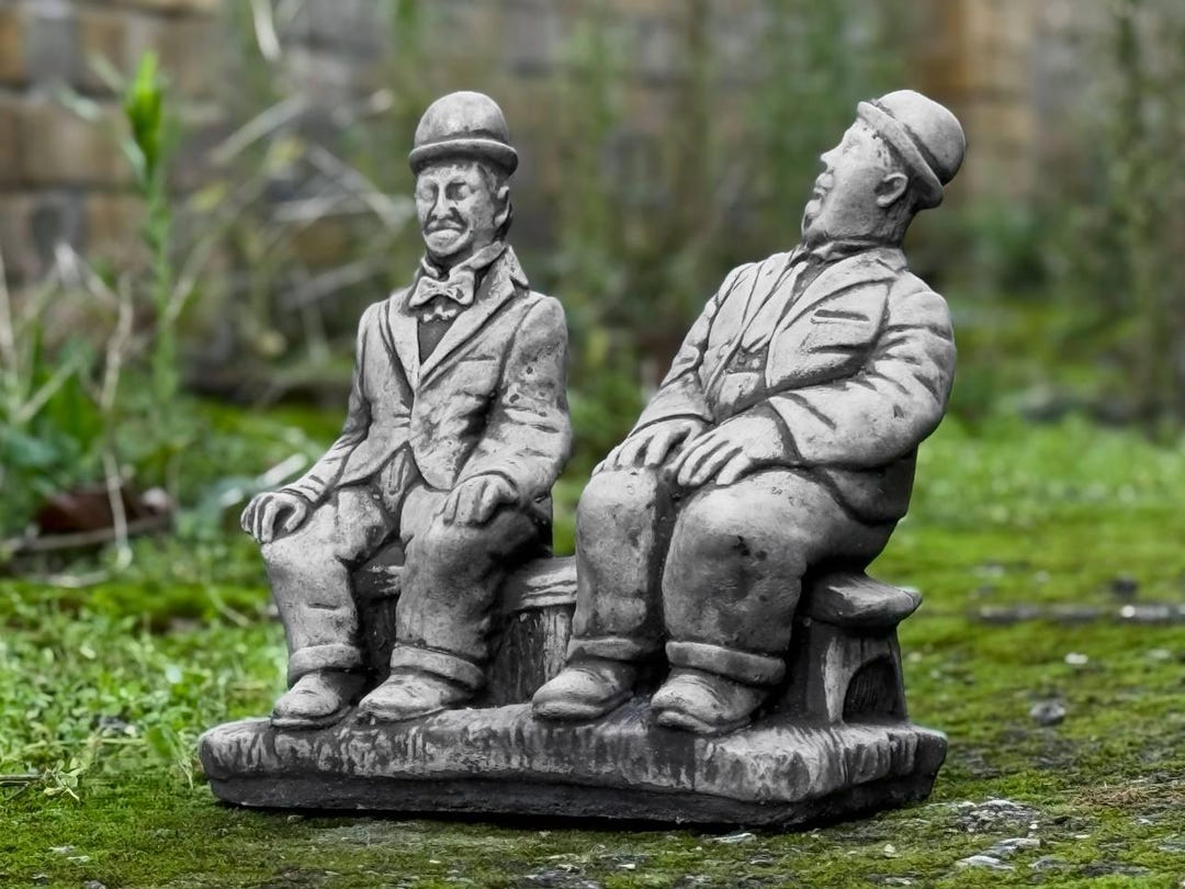 Stone Laurel and Hardy Figurine Concrete Comedy Duo Sculpture Outdoor ...