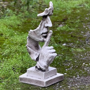 Concrete Silence Face Statue Stone Face Figurine Abstract Shushing ...