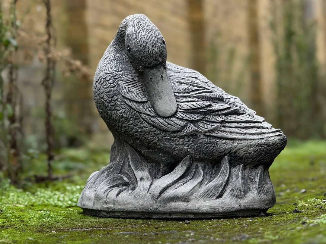 Garden Guck Sculpture Stone Goose Figurine Concrete Bird Statue Cement ...
