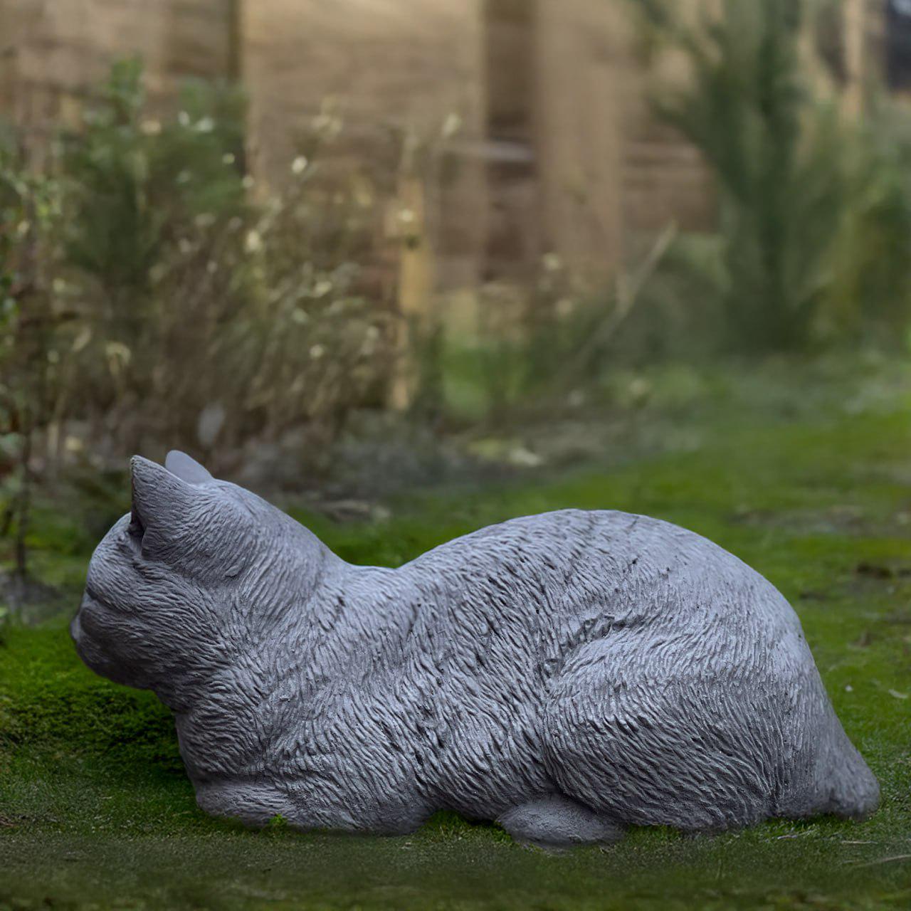 Garden Kitty Statue Concrete Kitten Sculpture Stone Cat Figurine ...