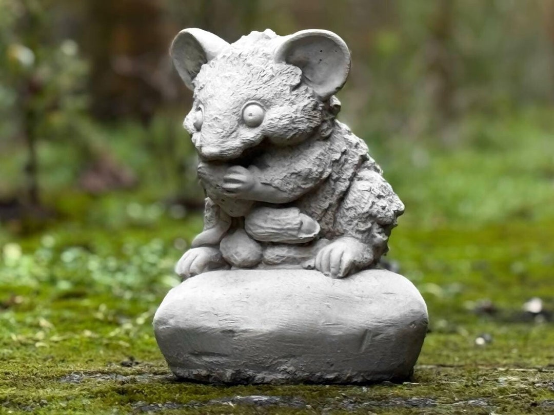 Stone Sitting Mouse Figurine Cement Mouse Sculpture Outdoor Animal ...