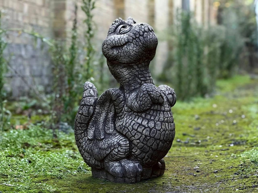 Fantasy Baby Dragon Sculpture Concrete Sitting Dragon Figurine Stone ...