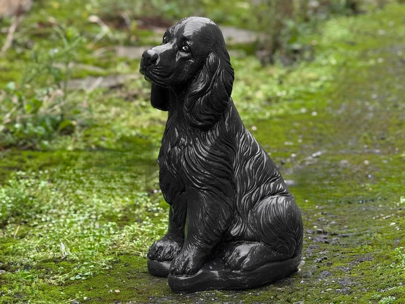 Garden Spaniel Dog Figurine Stone Memorial Cocker Spaniel Custom Dog ...