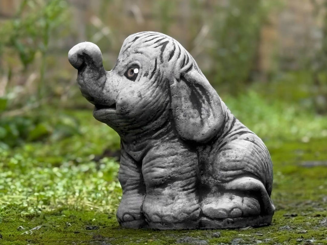 Concrete Elephant Figurine Stone Elephant Sculpture Outdoor Wildlife ...