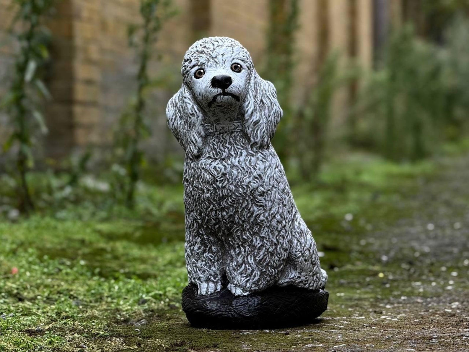 Poodle Garden Figurine Concrete Dog Sculpture Outdoor Pet Memorial ...